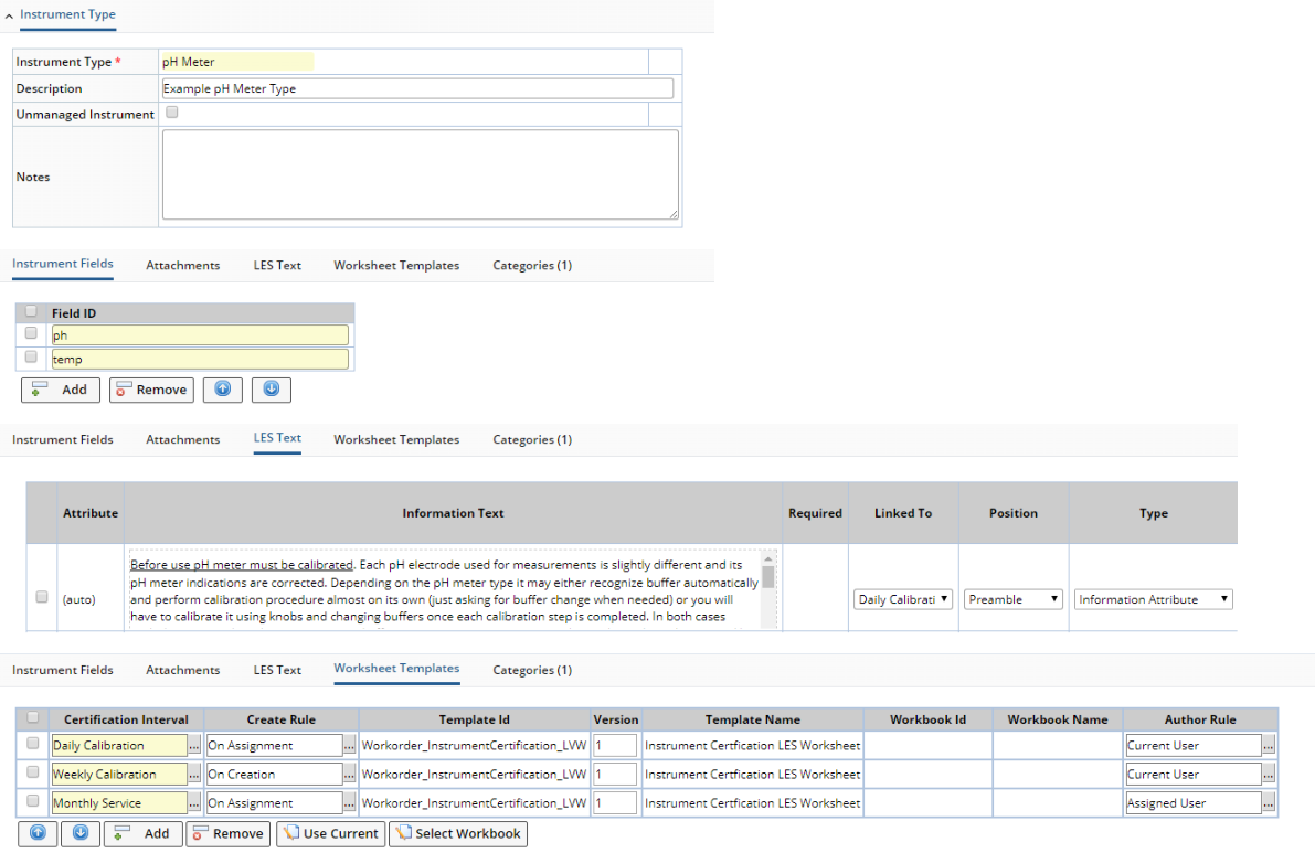 LES Global Worksheet Template for Instrument Model/Type